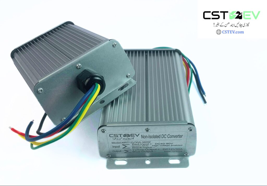 DC-DC converter 40-90V to 12V 30A with key switch wire DC to DC DC – CST EV